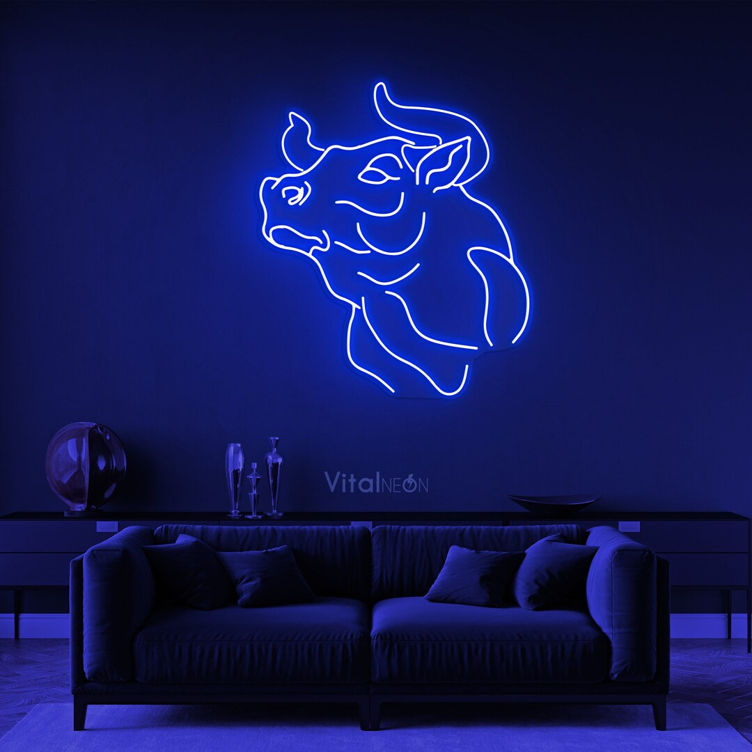Bull Head Neon Light, Bull Neon Sign, Farmhouse Decor, Bull Neon Art ...