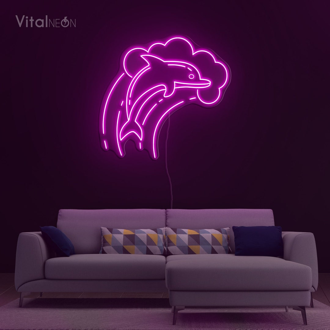 Dolphin LED Light, Dolphin Wall Art for Nursery, Dolphin Neon Sign ...
