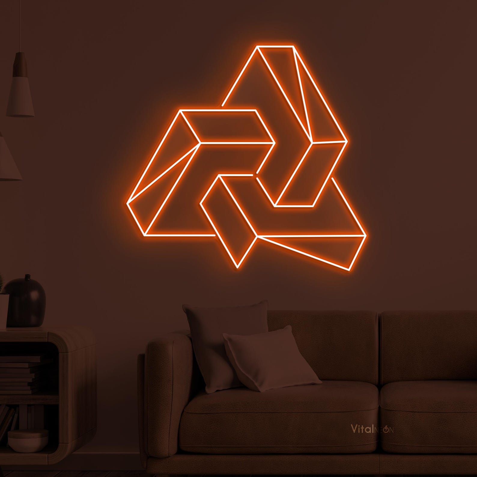 Interlocking Geometric Boxes LED Neon Sign, Lab School Living Space Art ...