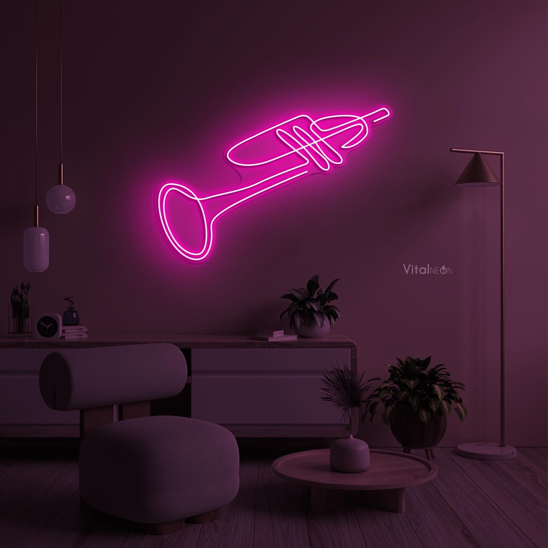 Trumpet Neon Sign, Trumpet LED Light, Jazz LED Neon Art, Music Wall ...