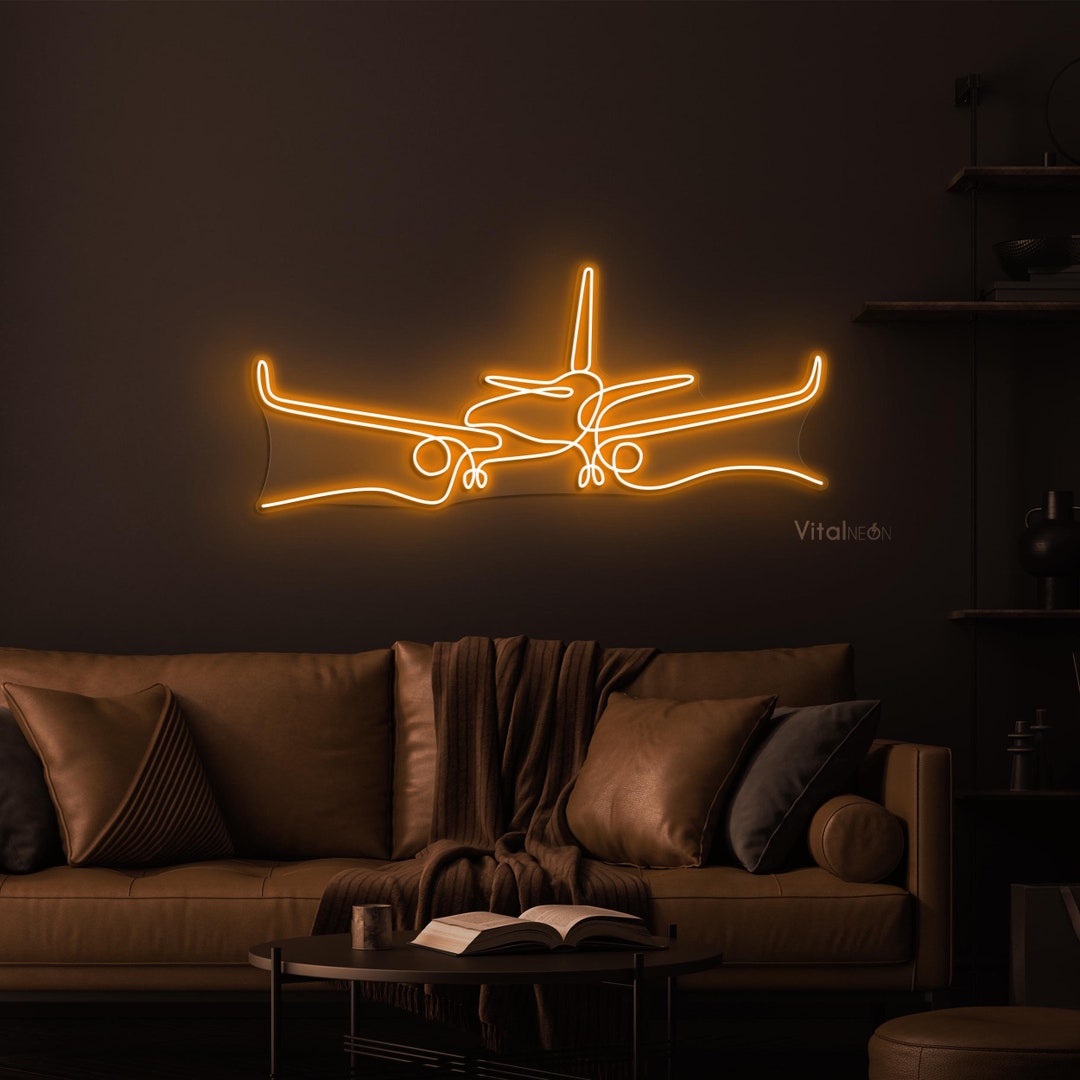 Airplane Neon Sign, Airplane LED Light, Airplane LED Neon Art, Take off ...