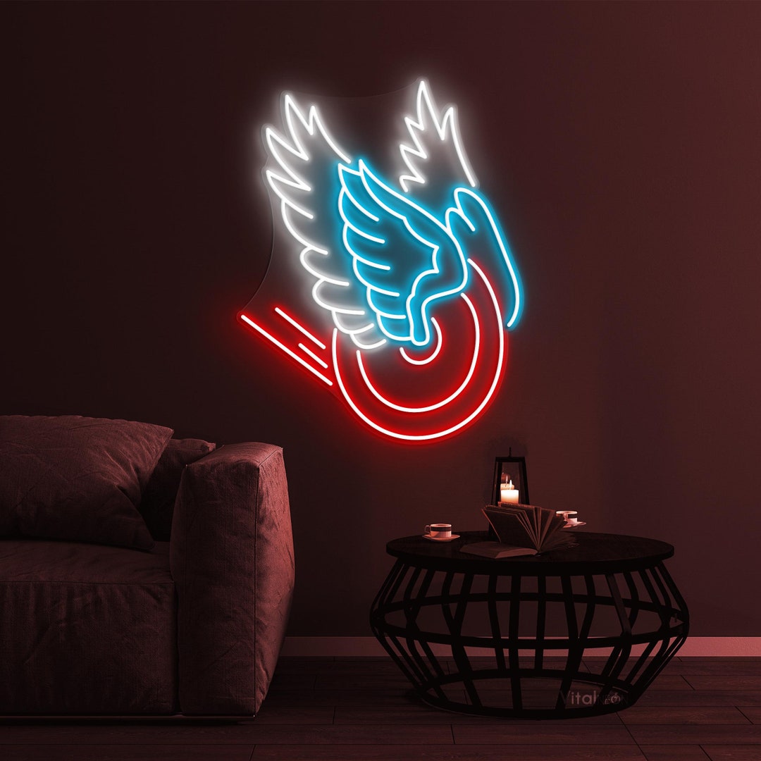 Wings on Wheel Neon Sign, Wings on Wheel LED Light, Angel Wings Wall ...
