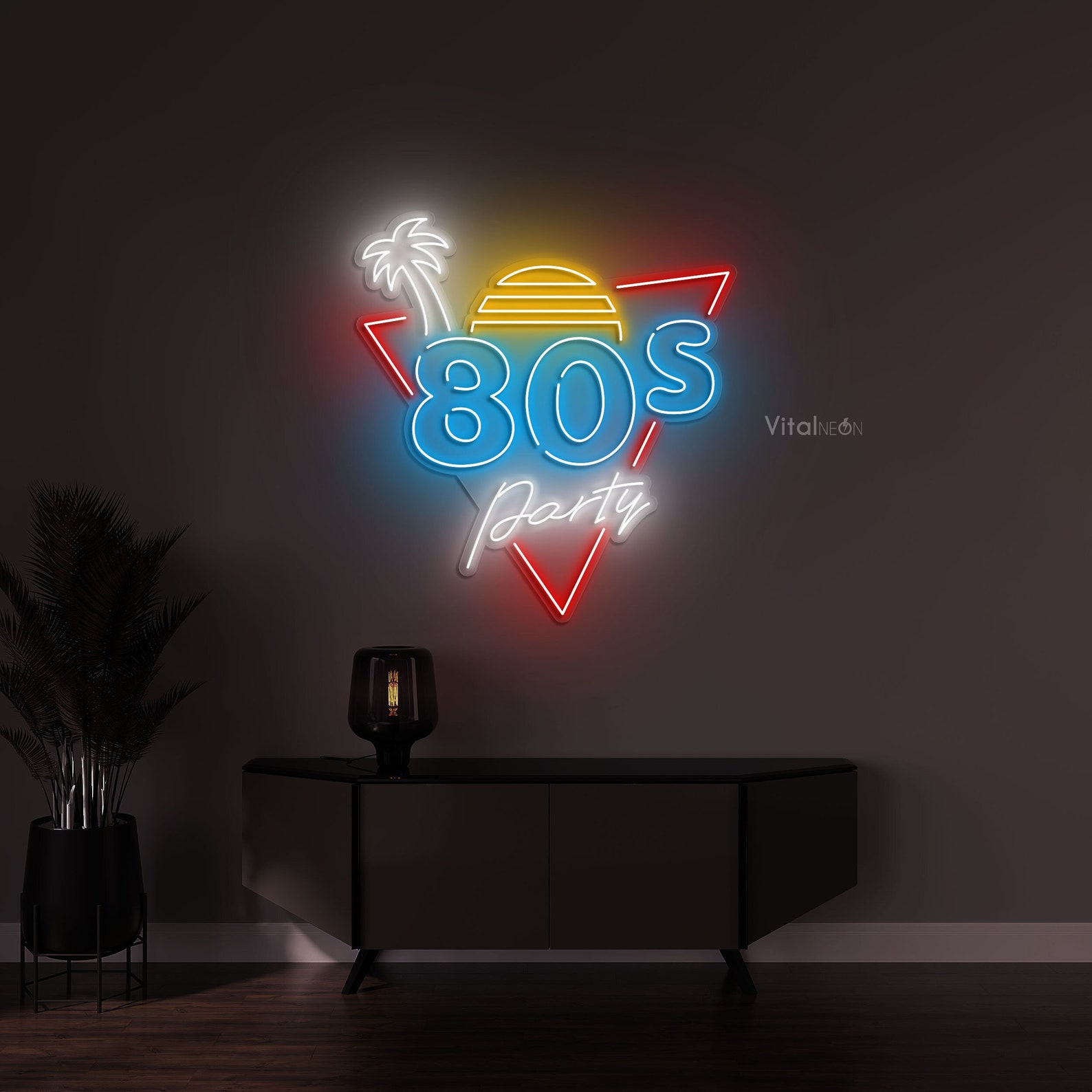 80s Party Neon Sign LED Light Retro Event Wall Art Celebration Decor ...