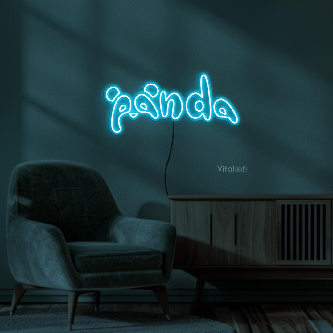 Panda Neon Sign, Panda Logo LED Light, Panda Logo LED Neon Art, Eye ...