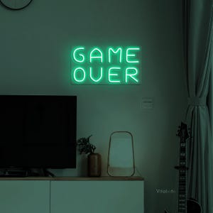 Game Over Neon Sign, Game Over LED Light, Gamer Zone Wall Decor, Arcade ...