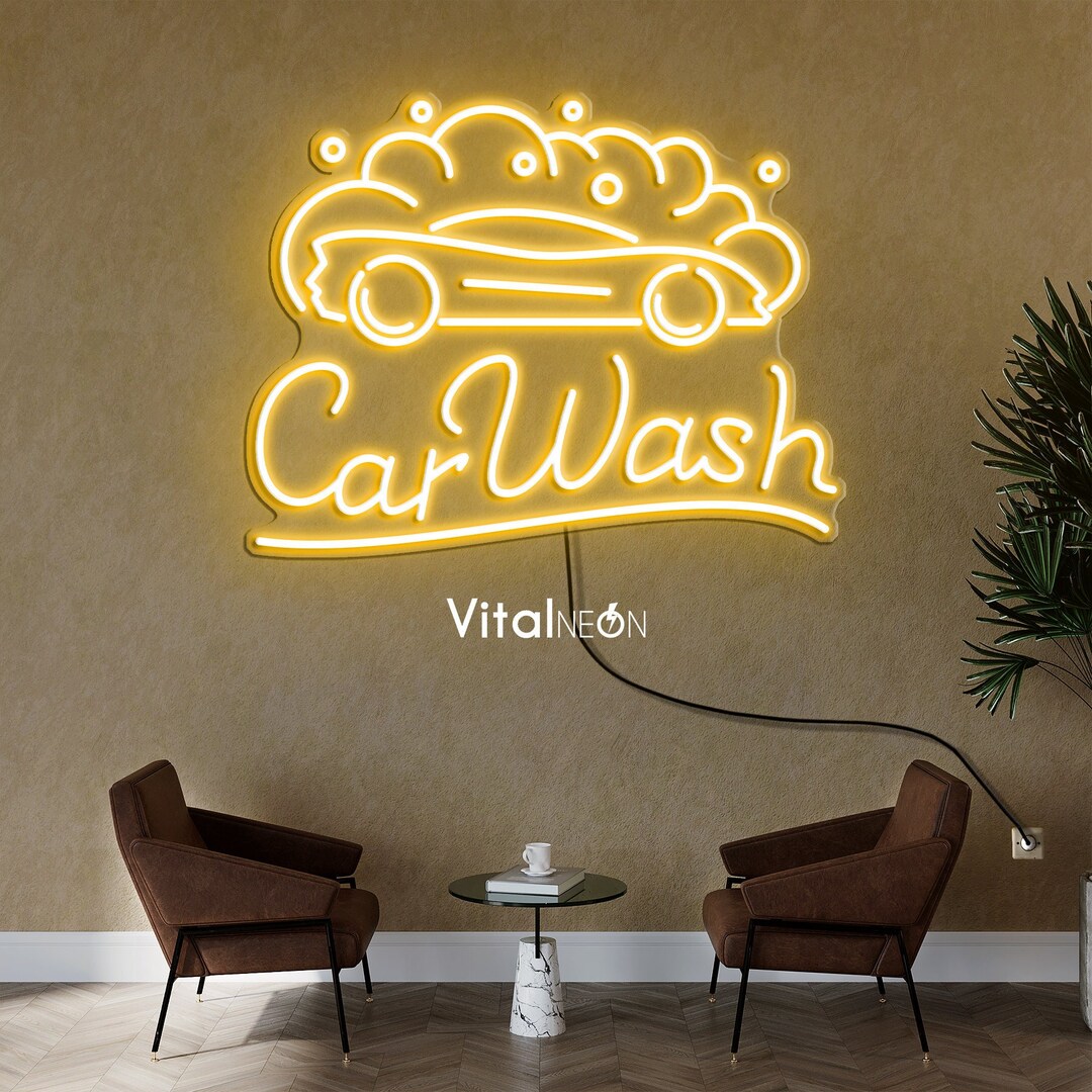 Car Wash LED Neon Sign, Custom Automotive Decor for Garages, Home ...
