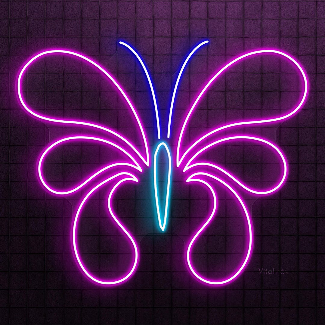 Butterfly Neon Sign, Butterfly LED Light, Kids Room Wall Decor, Flying ...
