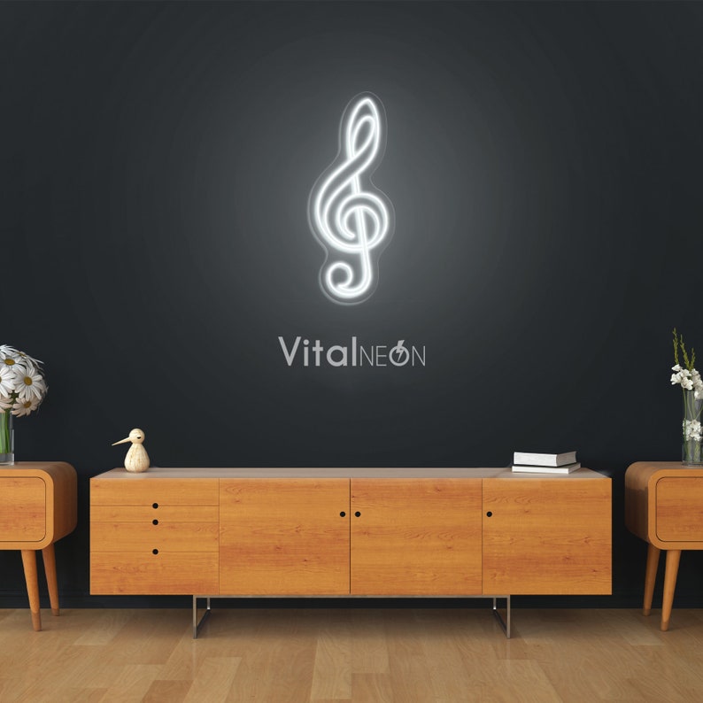 Treble Clef Neon Sign, LED Wall Decor, Musical Theme, Unique Room ...