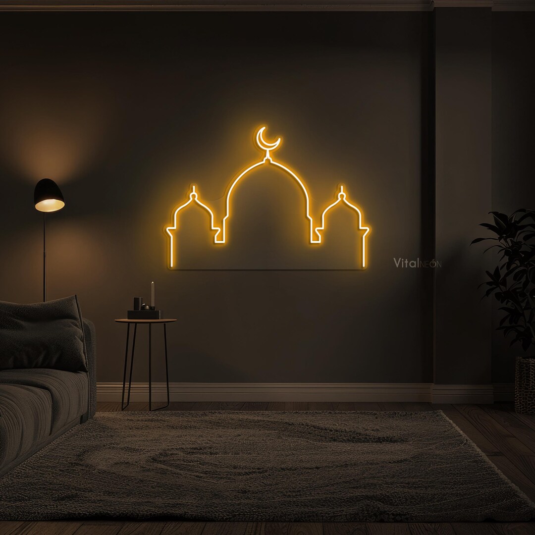 Mosque Neon Sign, Musjid LED Light, Mosque LED Neon Art, Ramadan Neon ...