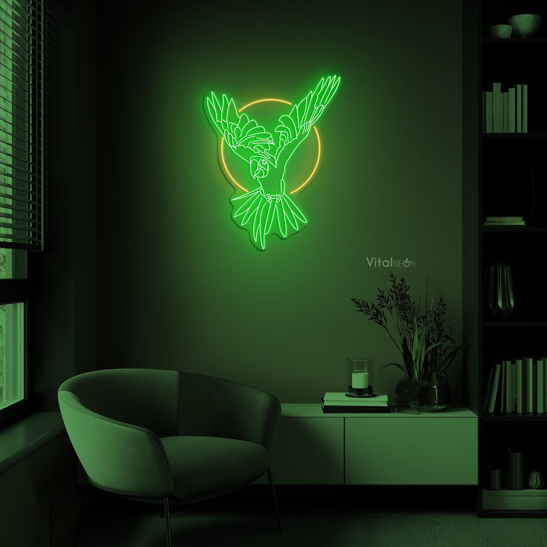 Flying Parrot Neon Sign, Flying Parrot LED Light, Macaw Parrot Decor ...
