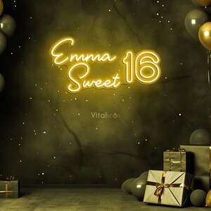 Sweet 16 Neon Sign, Glowing LED Light Decoration for 16th Birthday ...