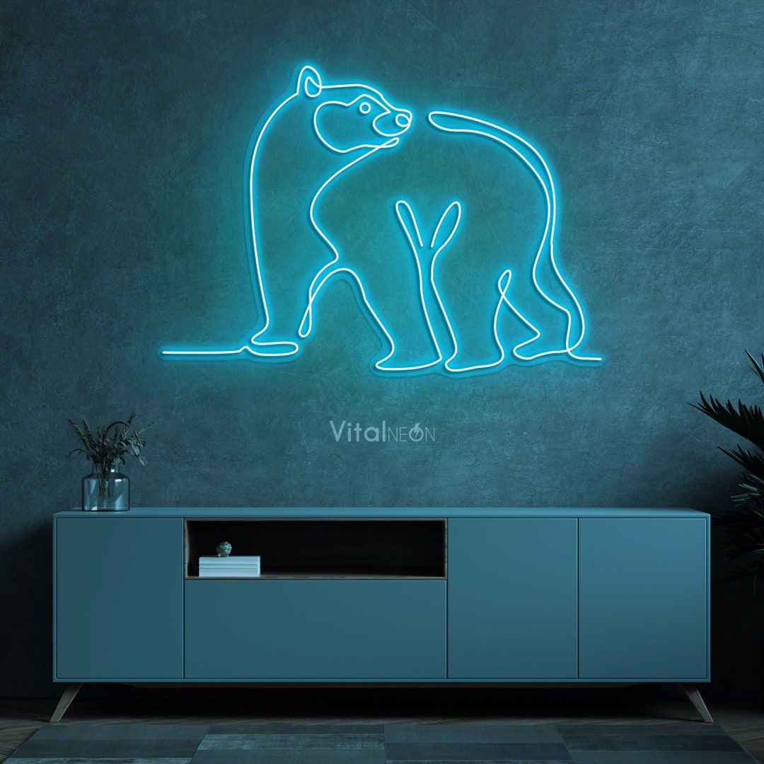 Polar Bear LED Sign, Neon Bear Art for Game Room, Living Room Wall ...