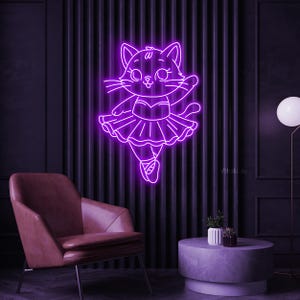 Ballerina Cat Neon Sign LED Light Dancing Wall Art Home Room Party Gift ...