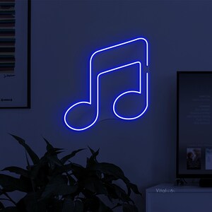 Music Note Neon Sign, Music Note LED Light, Musical Symbol Wall Art ...