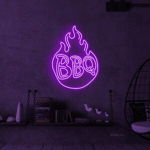 BBQ Neon Sign, BBQ Led Light, Restaurants Wall Decor, Bbq Shop Wall Art ...