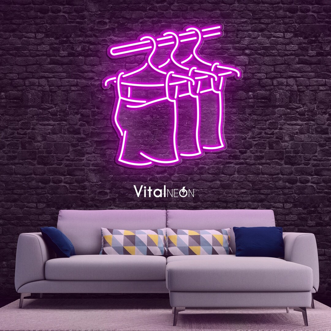 Hanger LED Neon Light, Wall Decor for Laundry Shop, Wardrobe, Cloth ...