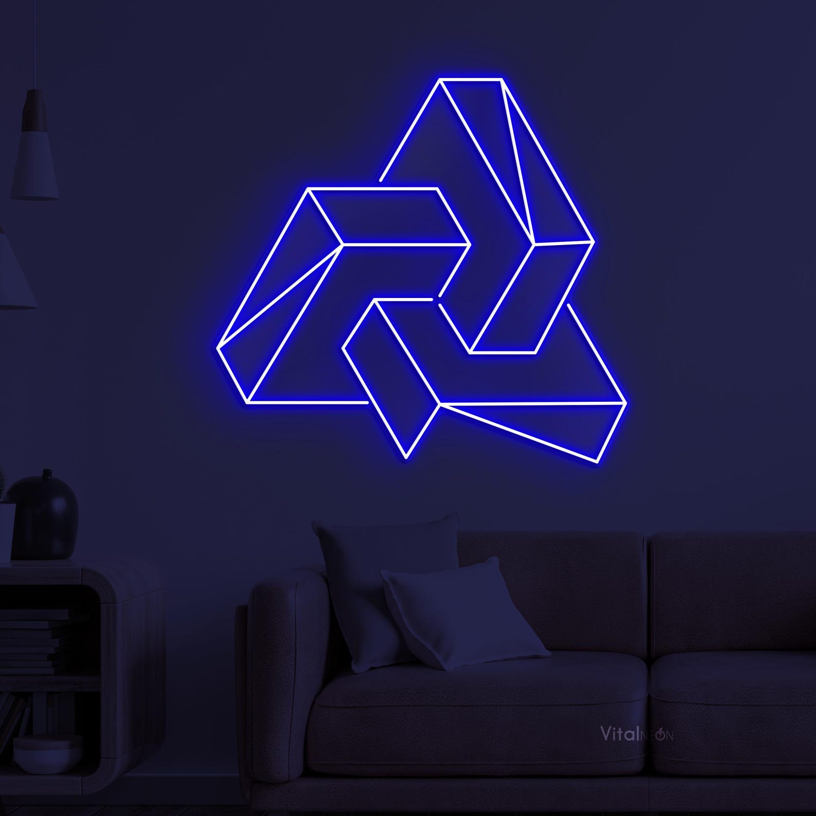 Interlocking Geometric Boxes LED Neon Sign, Lab School Living Space Art ...