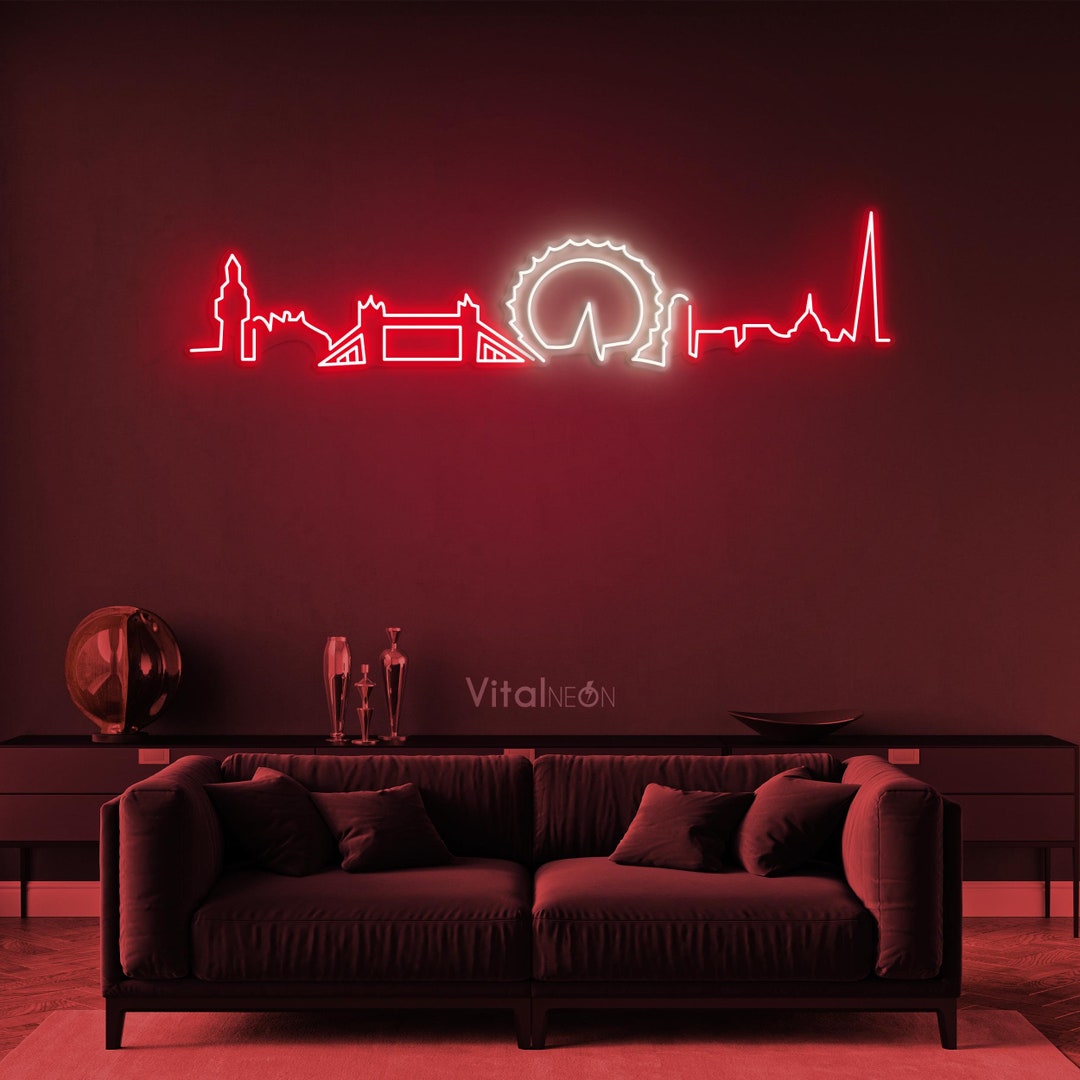 London City Neon Sign, London Skyline LED Light, London LED Neon Art ...
