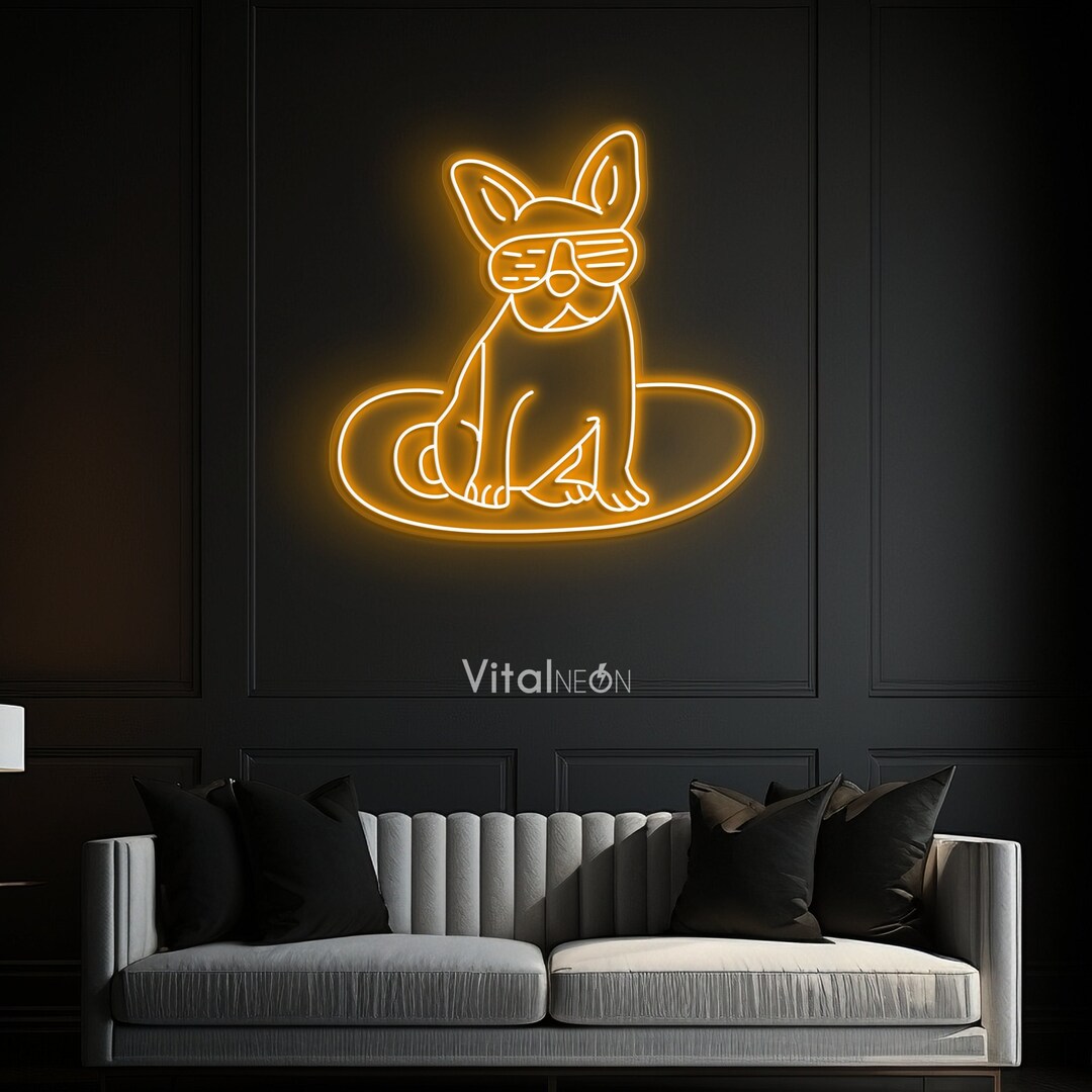 French Bulldog Neon Sign LED Dog Art Puppy Night Light Frenchie Wall ...