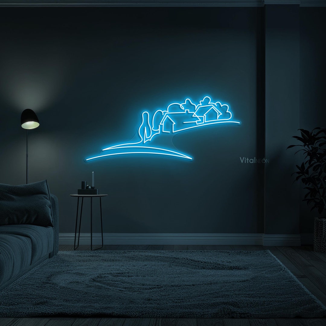 Village Neon Sign, Village LED Light, Countryside LED Neon Art, Home ...