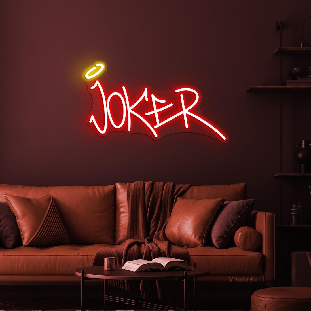 Joker Neon Sign, Joker LED Light, Joker Logo Wall Decor, Game Room Wall ...