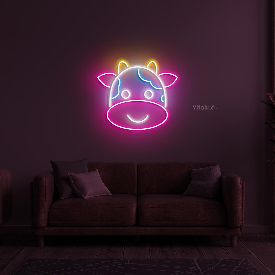 Cow Neon Sign, Cow LED Light, Cute Cow LED Neon Art, Animal Neon Sign ...