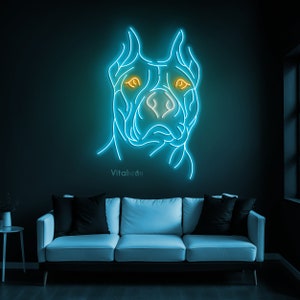 Pitbull Dog LED Neon Sign, Wall Art Light, Pit Bull Neon Decor, Custom ...
