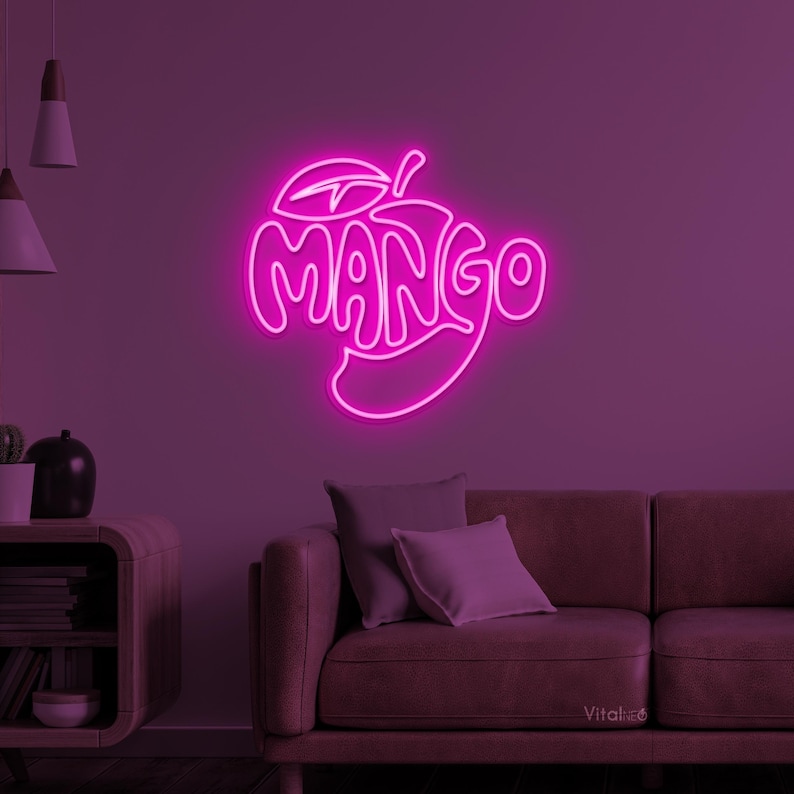 MANGO Neon Sign, Mango Logo LED Light, MANGO Fruit Wall Art, Fruit Shop ...