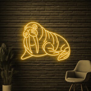Walrus Neon Sign, Walrus LED Light, Animal Shop Wall Decor, Sea Animal ...