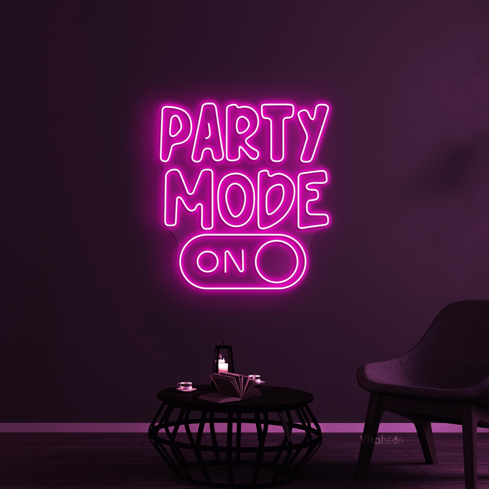 Party Mode on Neon Sign LED Light Cafe Bar Wall Art Engagement Wedding ...