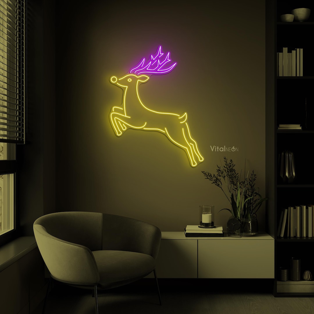 Deer Neon Sign, Deer LED Light, Deer Wall Decor, Deer Lover Gift, Wild ...