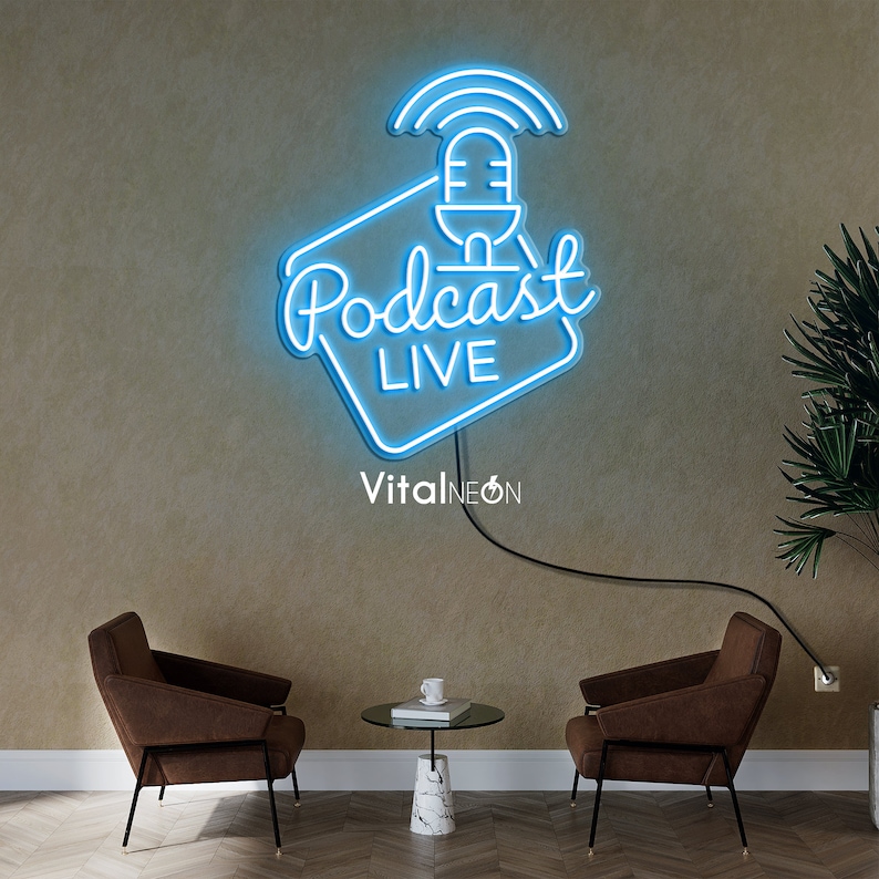 Podcast Live Neon Light, LED Sign, Podcasters and Broadcasting Studios ...
