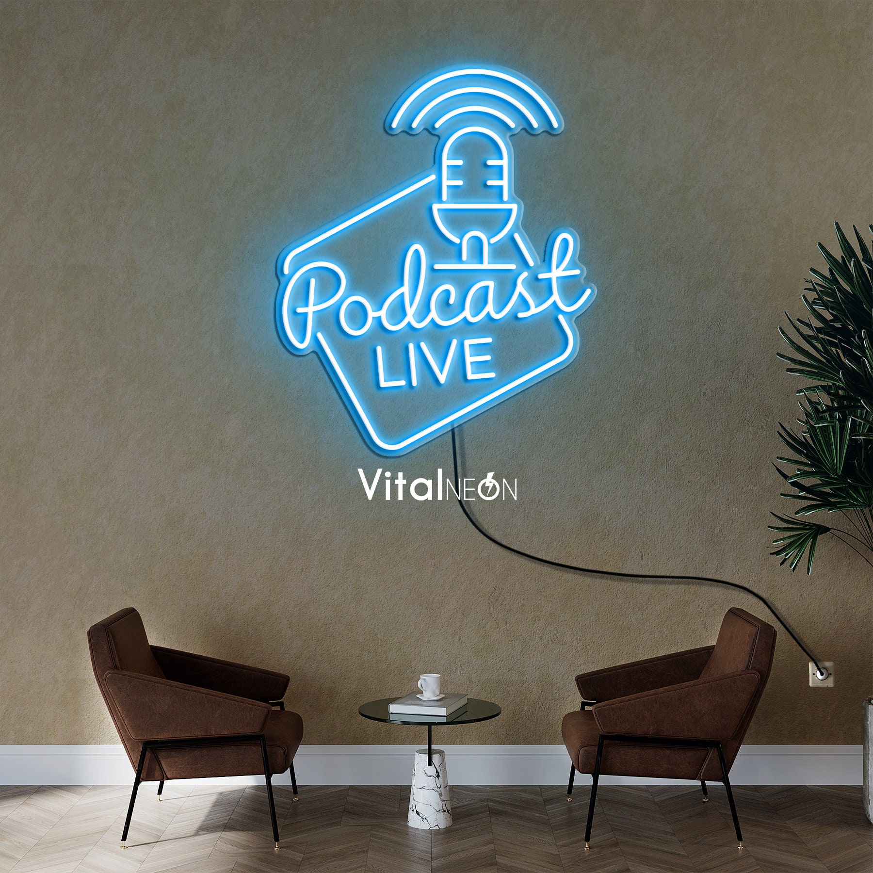 Podcast Live Neon Light, LED Sign, Podcasters and Broadcasting Studios ...