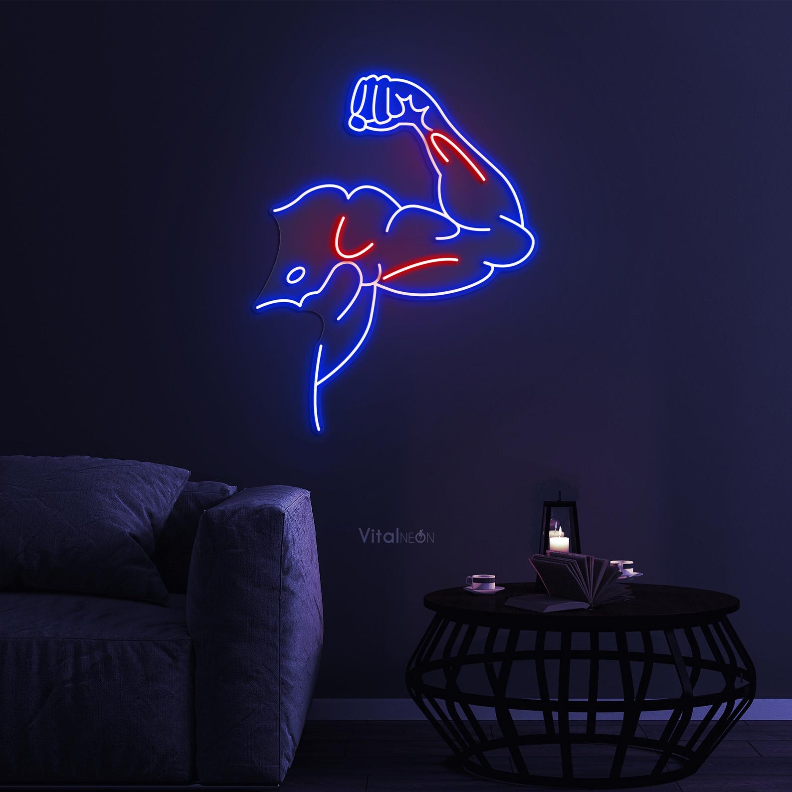 Muscle Neon Sign, Muscle LED Light, Body Building LED Neon Art, Fitness ...