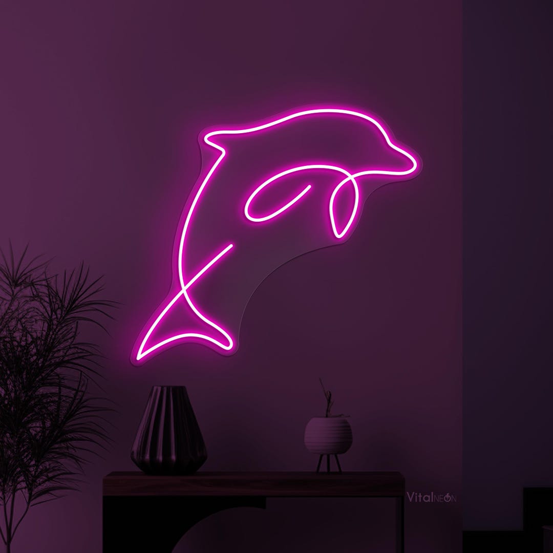 Dolphin Neon Sign, Dolphin LED Light, Dolphin Fish Wall Art, Kids Room ...