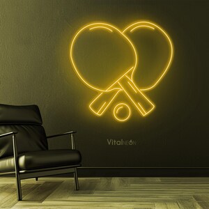 Table Tennis Neon Sign, Table Tennis LED Light, Ping Pong LED Neon Art ...