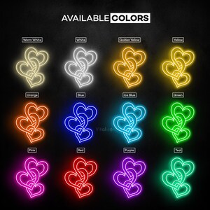 Hearts Neon Sign, Heart Chain LED Light, Triple Hearts Wall Decor, Love ...