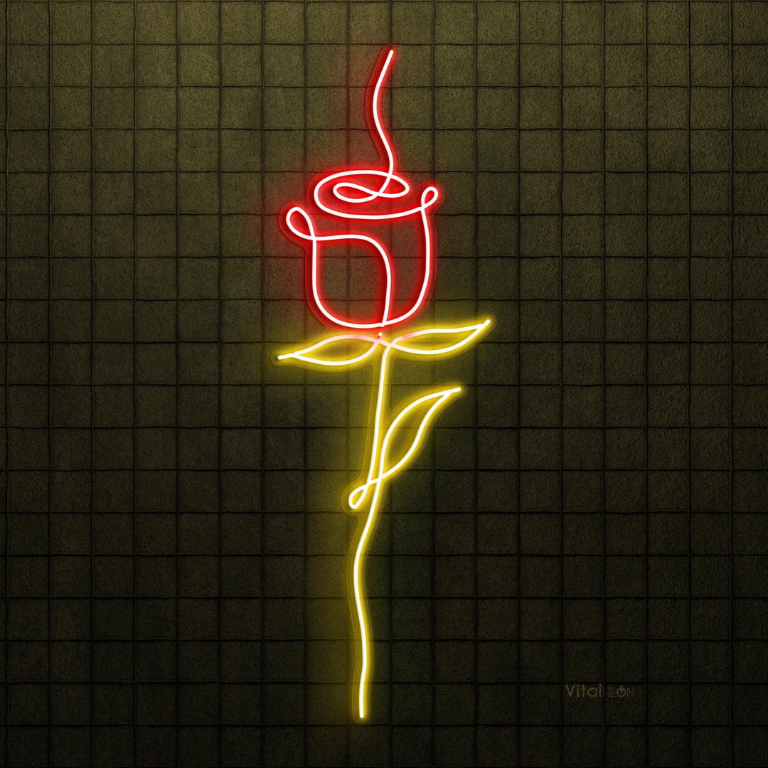 Rose Neon Sign Floral Wall Art LED Flower Shop Home and Cafe Decor - Etsy