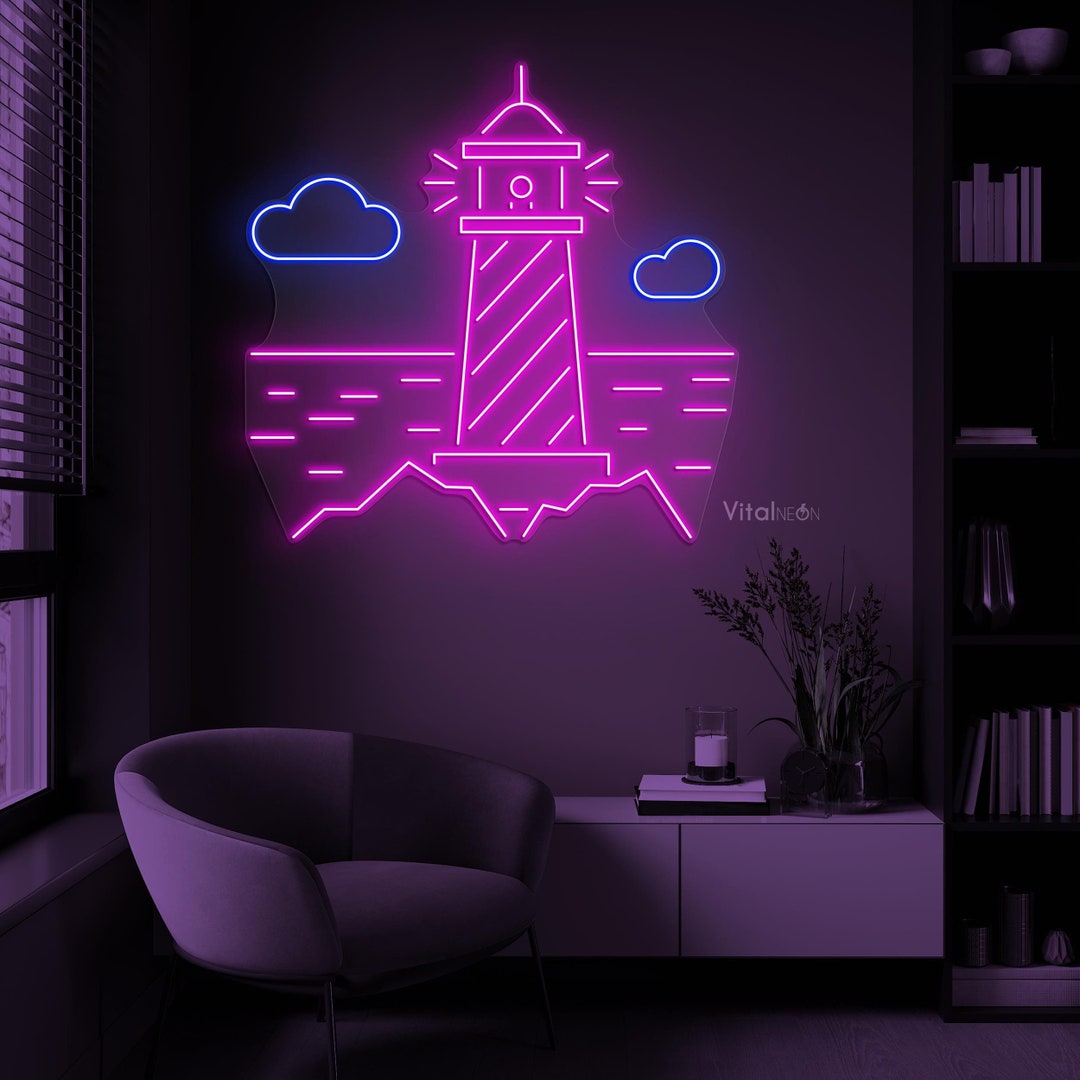 Lighthouse Neon Sign, Lighthouse LED Light, Lighthouse Wall Art ...