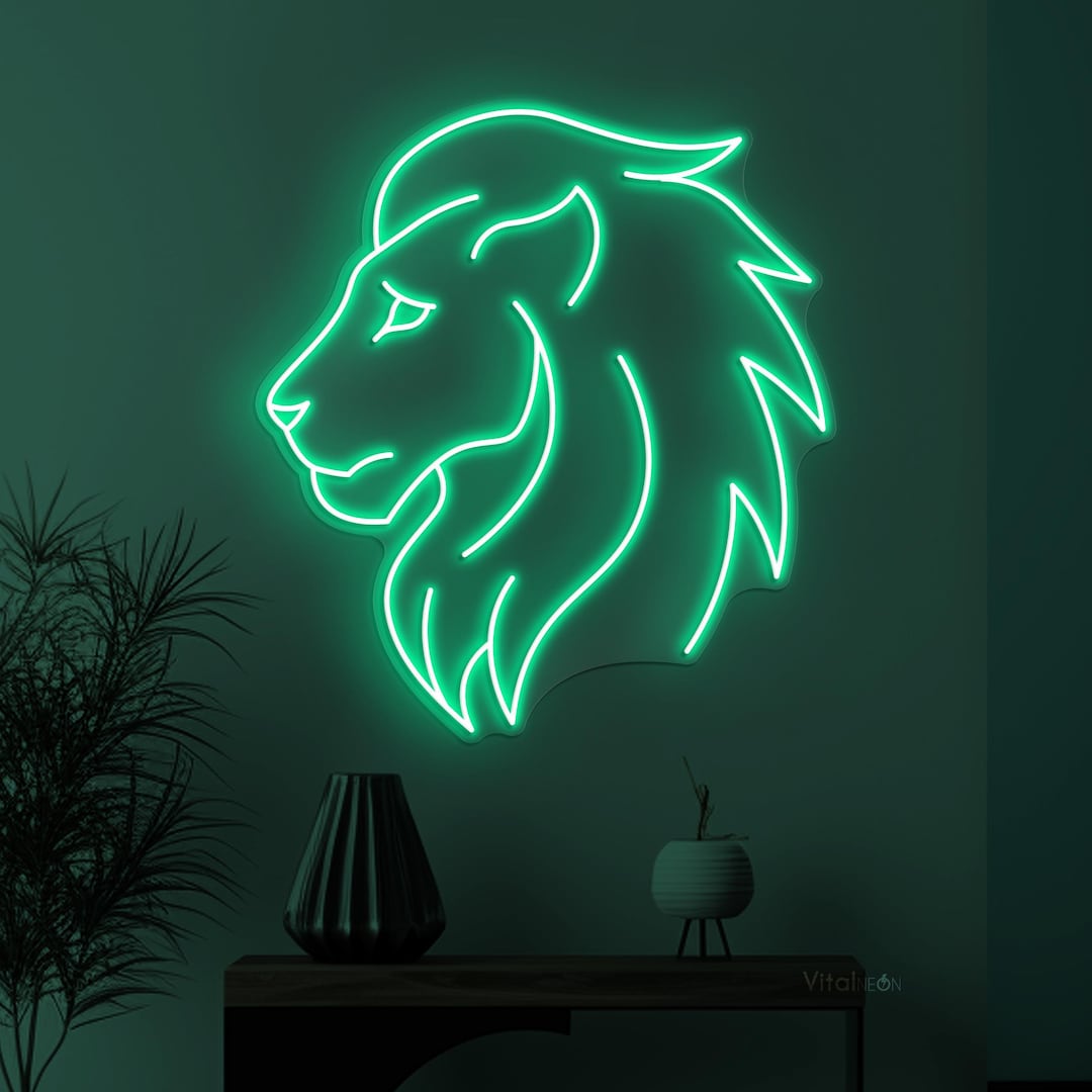 Lion Neon Sign, Lion LED Light, Long Hair Lion Wall Decor, Jungle Wall ...
