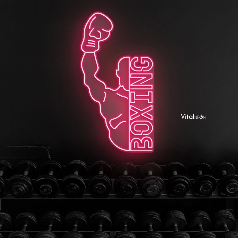 Boxing Man LED Neon Light, Room, Game Room, and Man Cave Decor, Custom ...