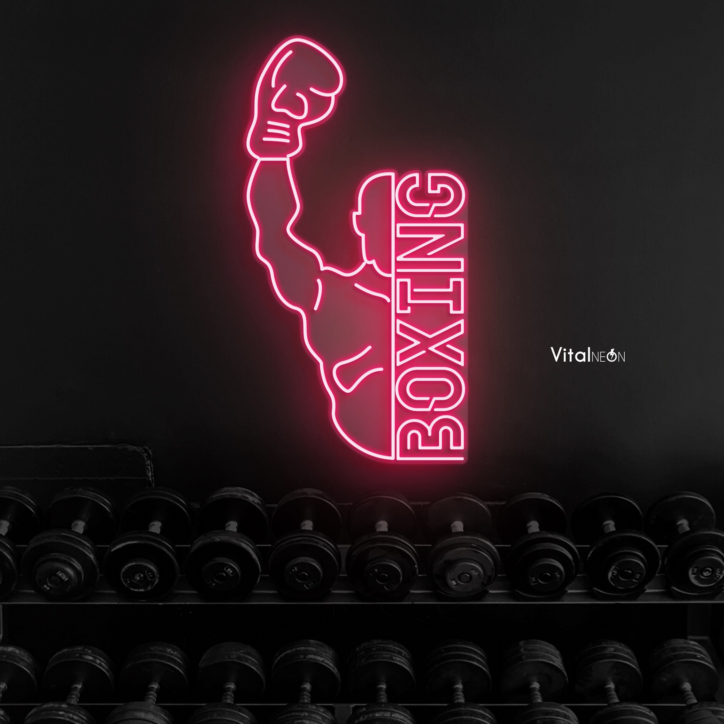 Boxing Man LED Neon Light, Room, Game Room, and Man Cave Decor, Custom ...