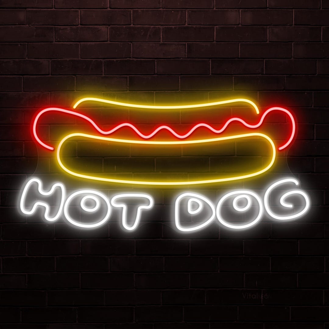 Hot Dog Neon Sign, Hot Dog Logo LED Light, Diner Wall Art, Fast Food ...