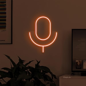 Microphone Neon Sign, Microphone LED Light, Podcast Wall Art, Music ...