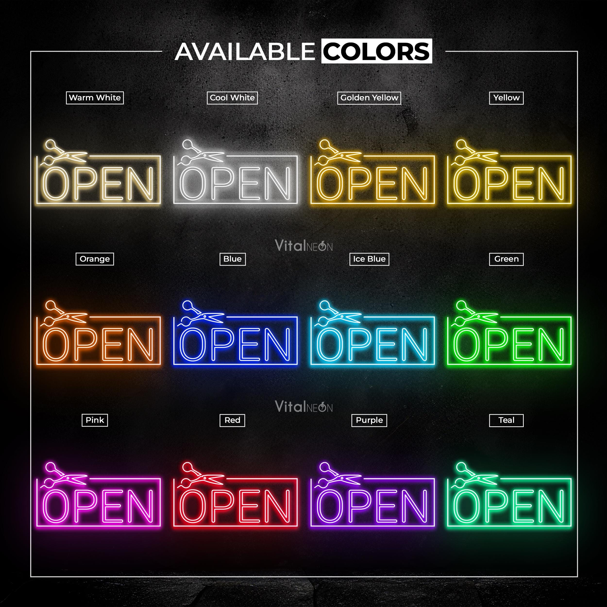 Open Neon Sign, Open Barber Shop LED Light, Open Scissor Wall Decor ...