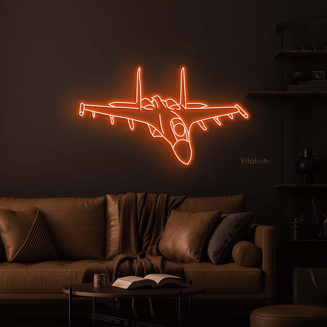 Jet Fighter Neon Sign, Jet Fighter LED Light, Jet Plane LED Neon Art ...