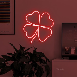 Four Leaf Clover Neon Sign, Clover LED Light, Home Wall Decor, Lucky ...
