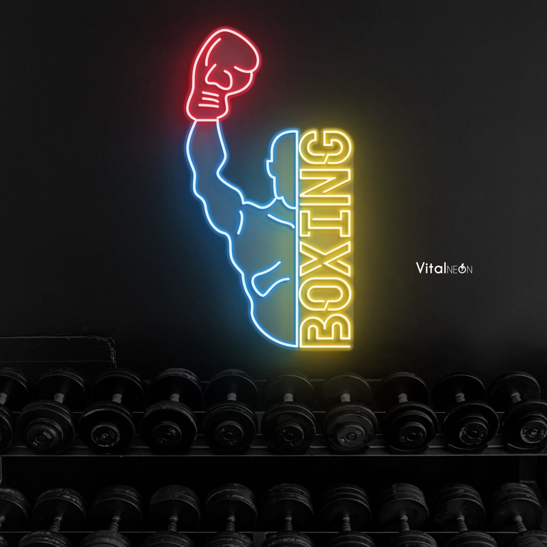 Boxing Man LED Neon Light, Room, Game Room, and Man Cave Decor, Custom ...
