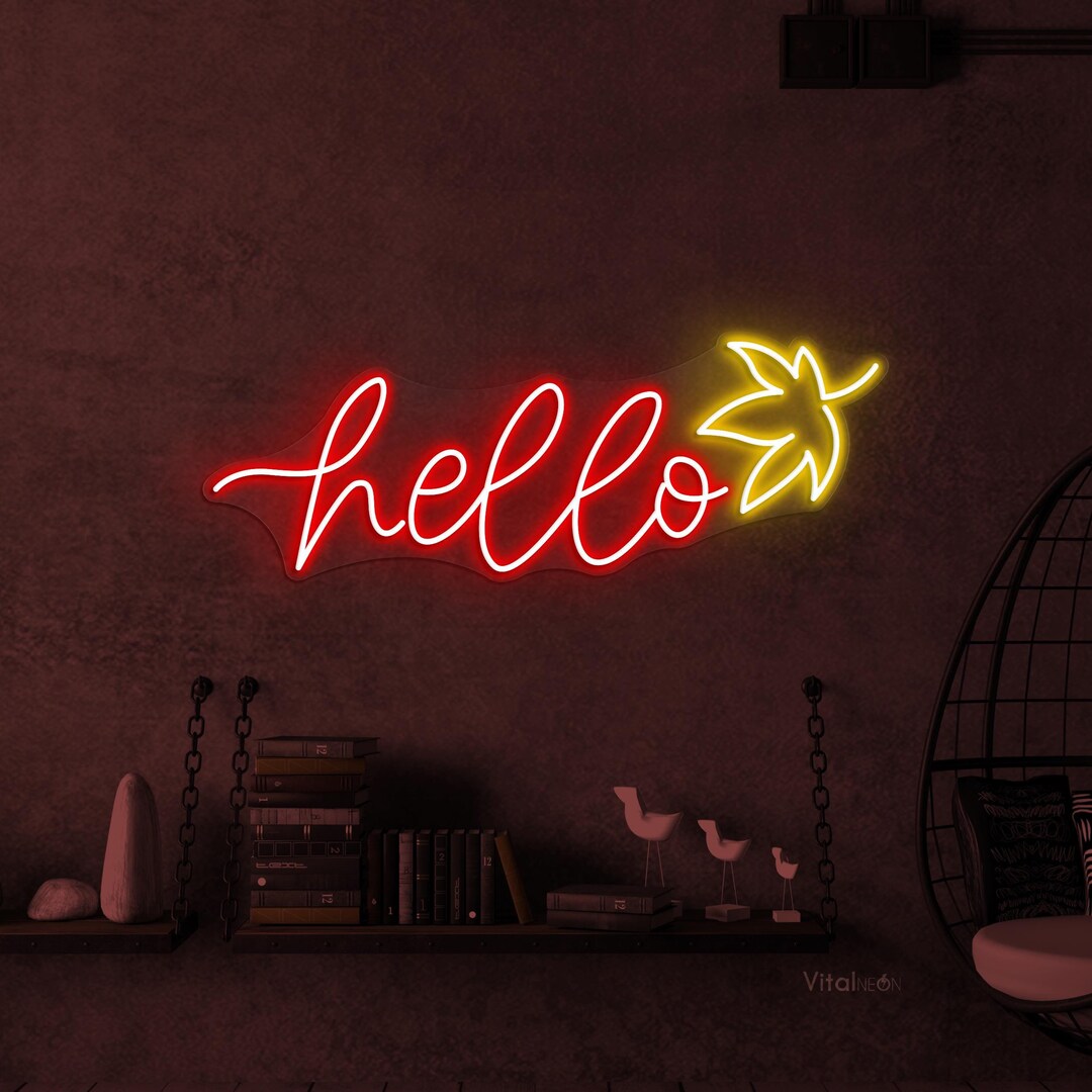 Hello Neon Sign, Hello LED Light, Party Wall Decor, Hello Fall Wall Art ...