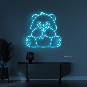 Panda Neon Sign, Panda LED Light, Panda Eating LED Wall Decor, Cute ...
